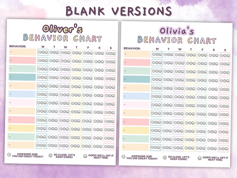 Editable Behavior Chart for Kids: Daily Tracker (printable) - Etsy