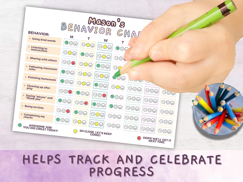Editable Behavior Chart for Kids: Daily Tracker (digital Download) - Etsy