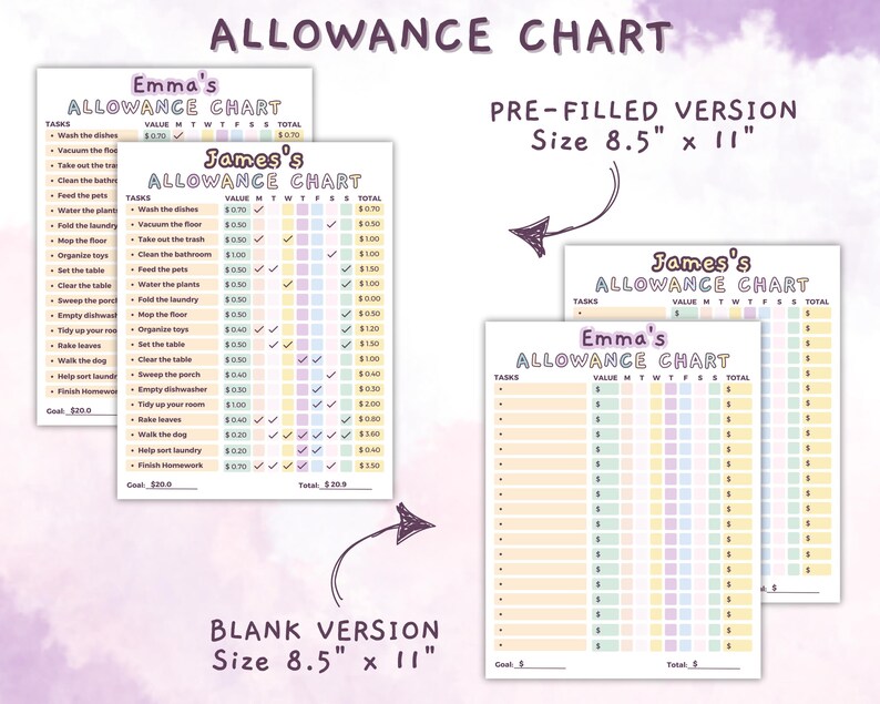 Editable Kids Chore Charts, Rewarding Chart, Kid Daily Checklist ...