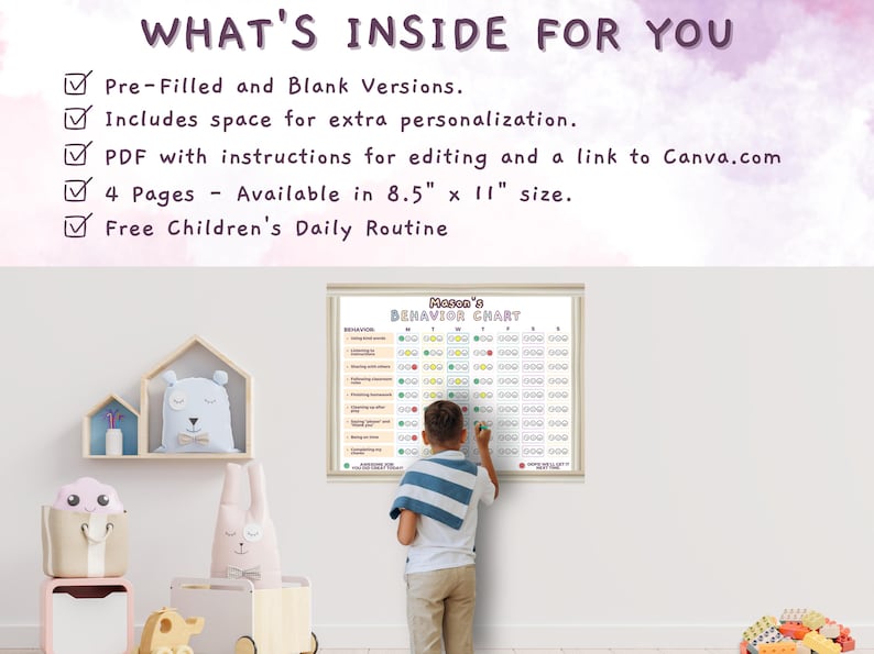 Editable Behavior Chart for Kids: Daily Tracker (digital Download) - Etsy