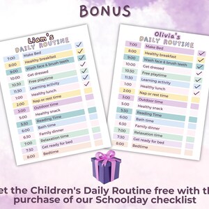 Editable Kids Schoolday Checklist: Daily Responsibility Chart ...
