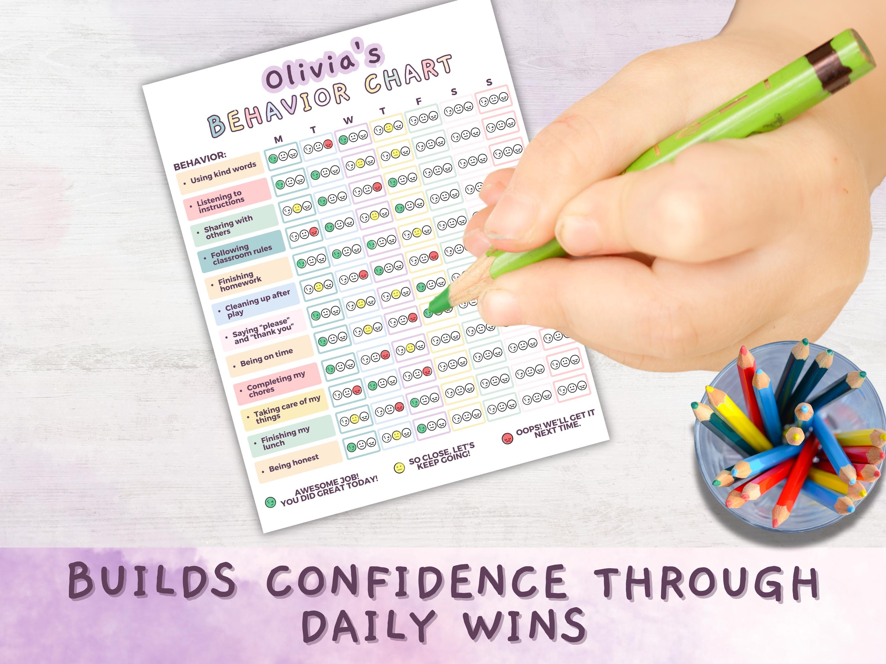 Behavior Chart for Kids, Kids Behavior List, Behavior Tracker for Kids ...