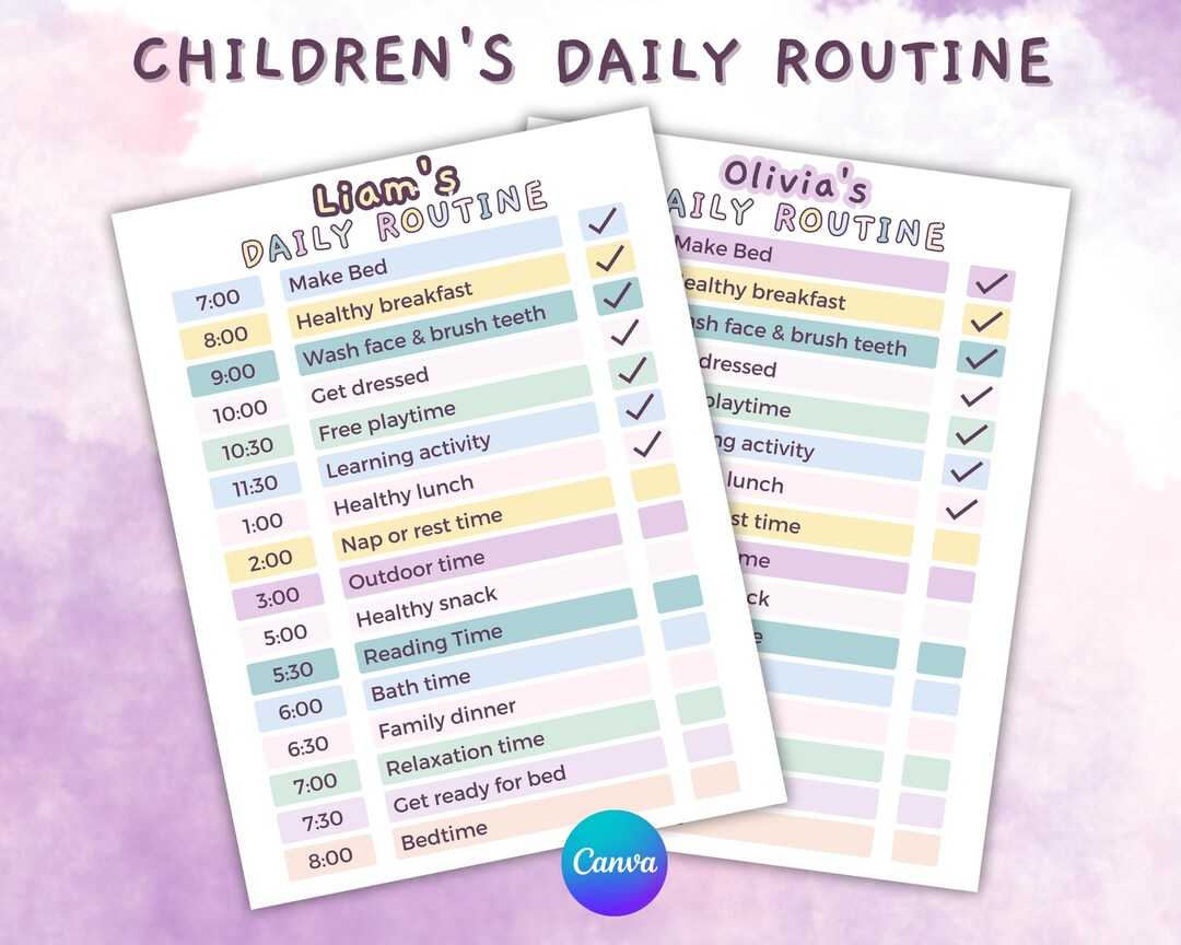 Children Daily Routine, Editable Daily Routine, Daily Routine Kids ...