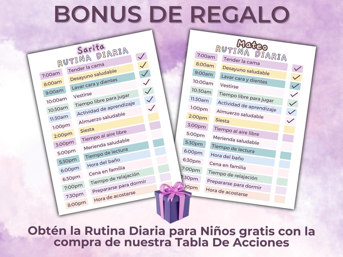 Spanish Behavior Chart for Kids: Rewards & Habits (canva Template ...