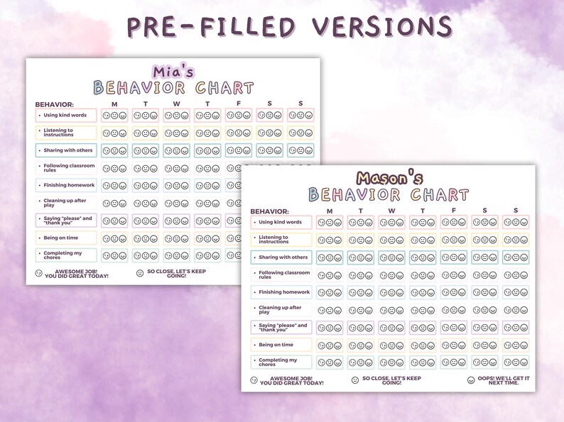 Editable Kids Behavior Chart: Classroom & Home Routine Tracker ...