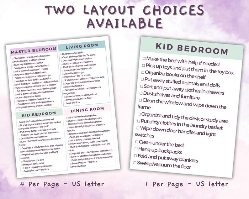 Editable Room Cleaning Checklist Cards, Zone Cleaning, Cleaning ...