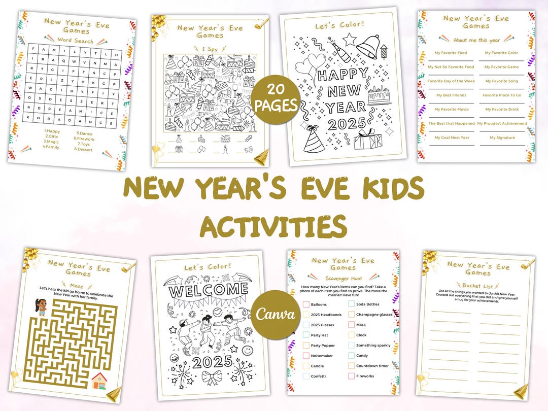 New Year's Eve Games & Activities Bundle for Kids (printable) - Etsy