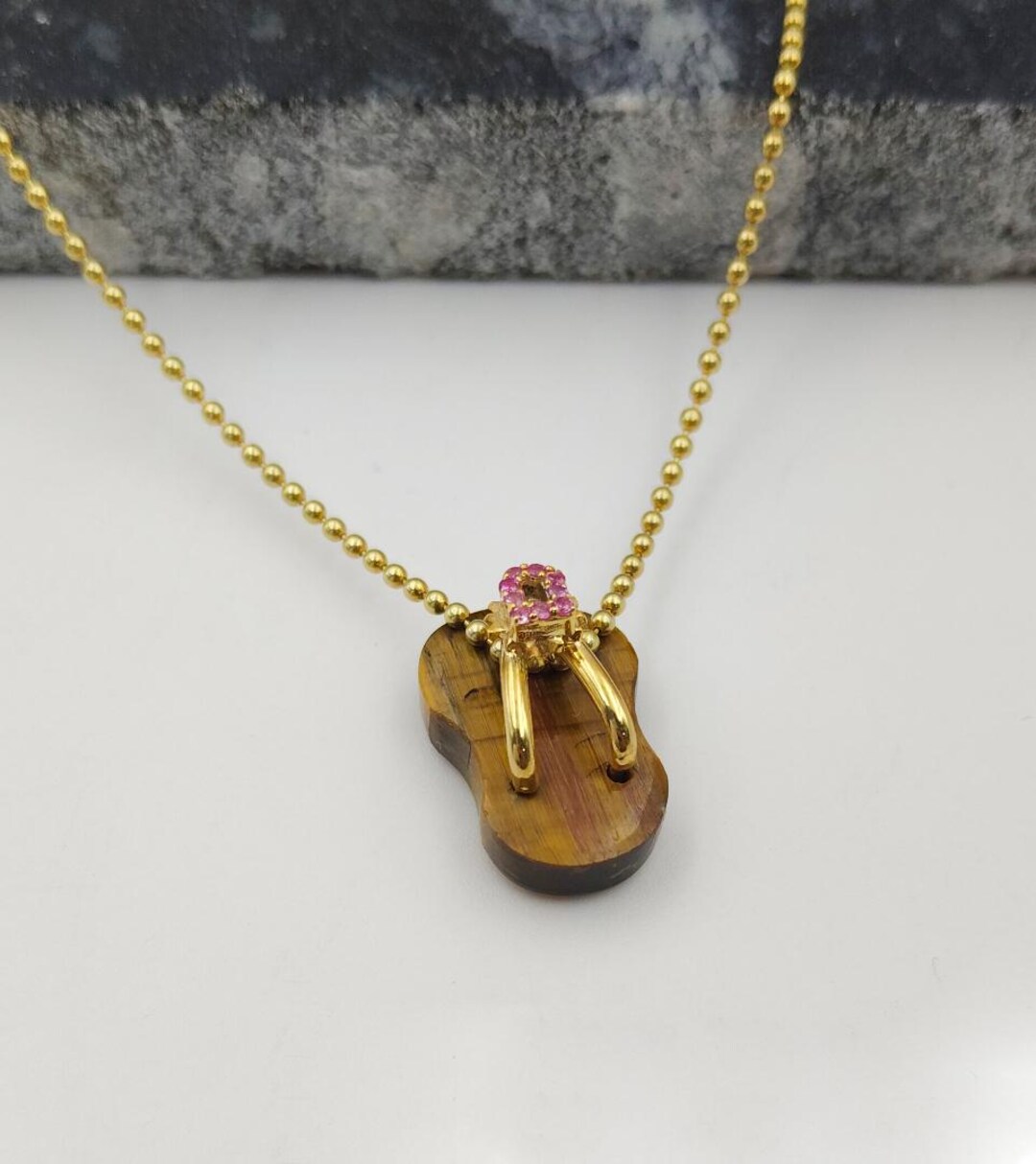 14K Gold Flip Flop Charm Pendant Summer Wear Necklace Sandal Charm ...