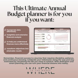 Annual Budget Planner in Excel Financial Organiser Minimalist Budget ...