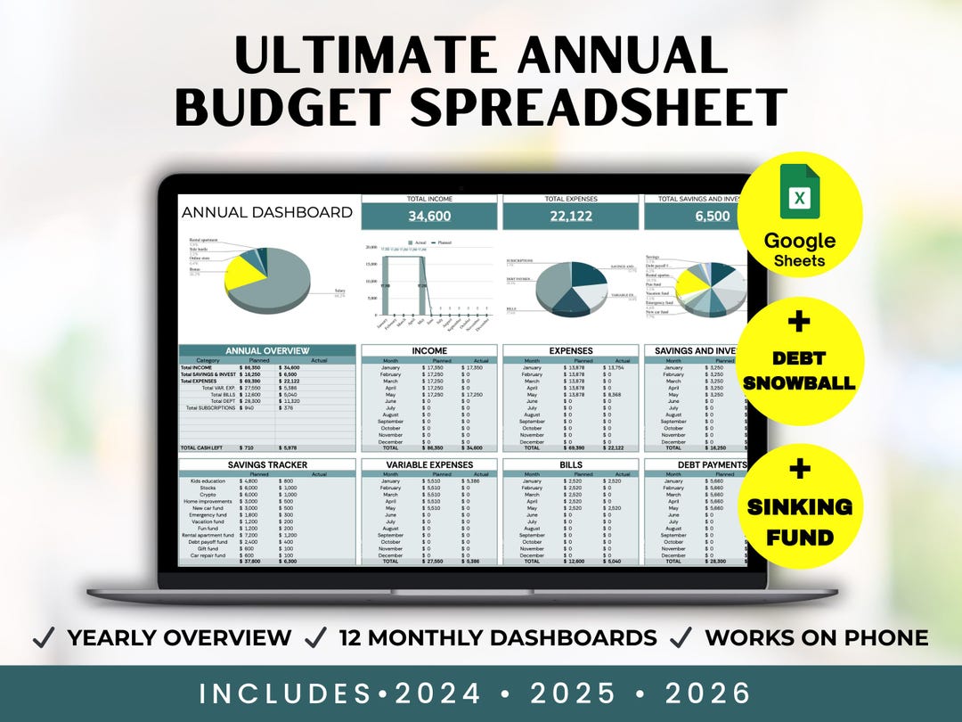 Ultimate Budget Planner Google Sheets | Debt Snowball & Sinking Fund ...