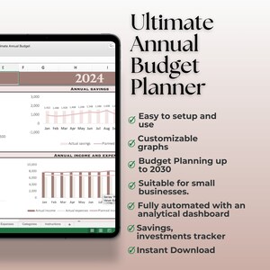 Annual Budget Planner in Excel Financial Organiser Minimalist Budget ...