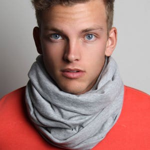 Light Grey Cotton Scarf Men Lightweight Scarf Light Grey Spring Scarf ...