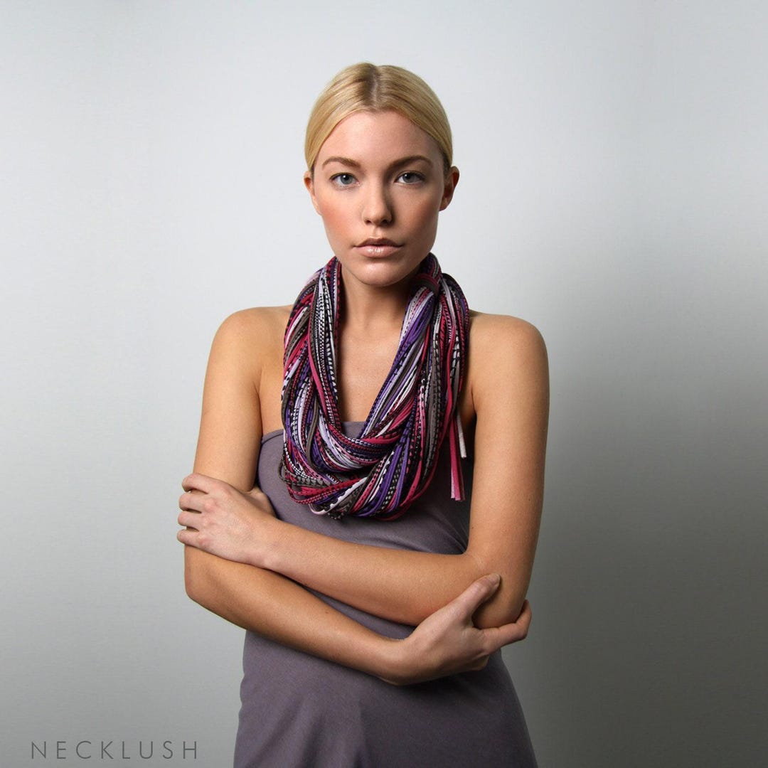 Chunky Winter Scarf by Necklush: Handmade Burgundy Brown Cotton - Etsy