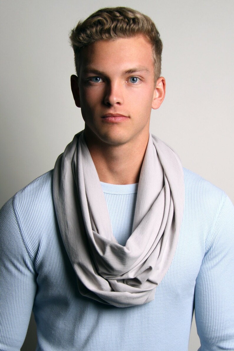 Mens Scarf Grey Oversized Light Grey Scarf for Men Circle - Etsy