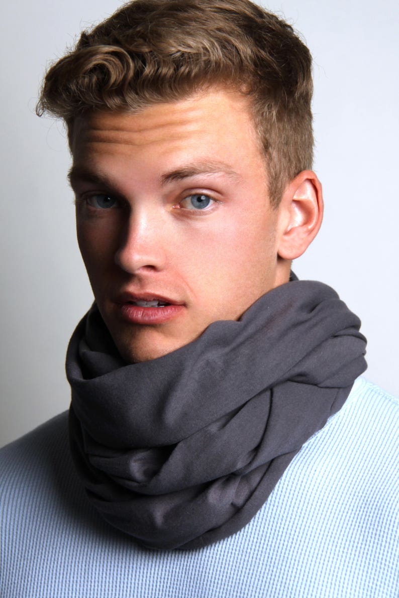 Warm Handmade Mens Scarf Soft Chunky Infinity Scarf Gray - Etsy