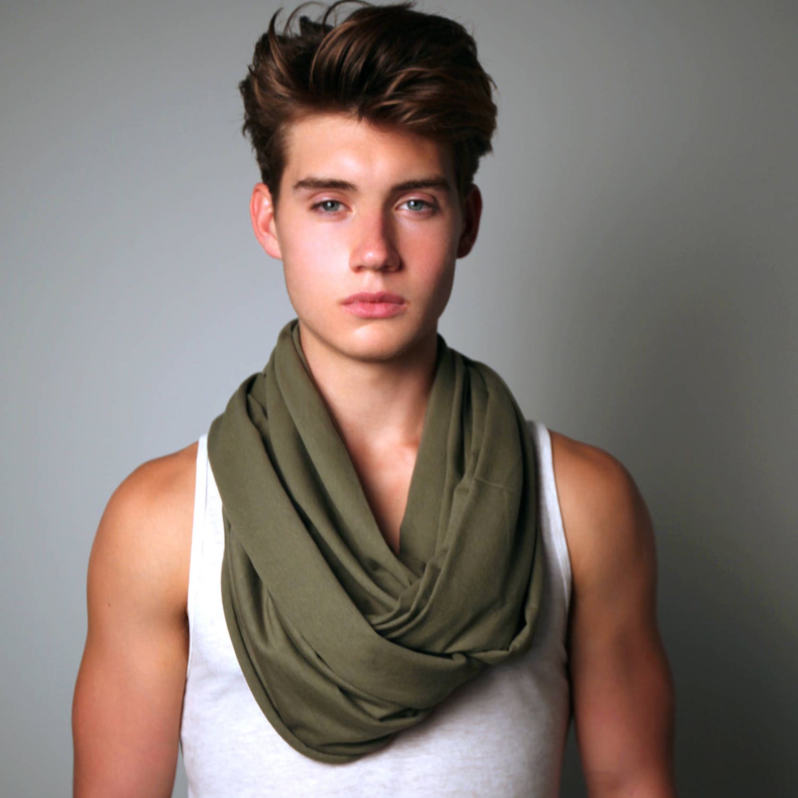 Green Circle Scarf Mens Scarf Chunky Neck Warmer Infinity - Etsy