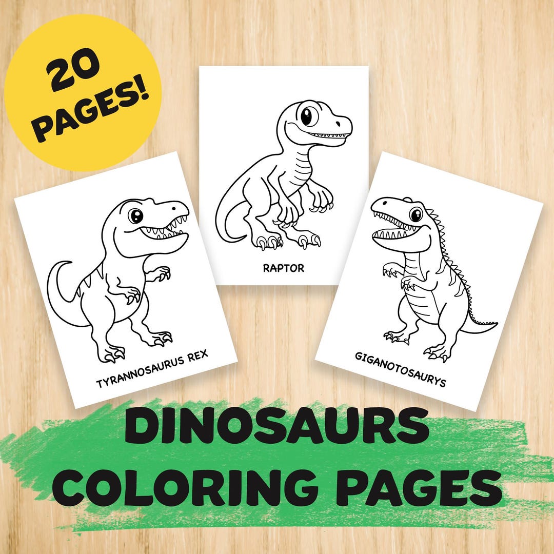 20 Printable Dinosaurs Coloring Pages for Kids, Cute Adorable Dino ...