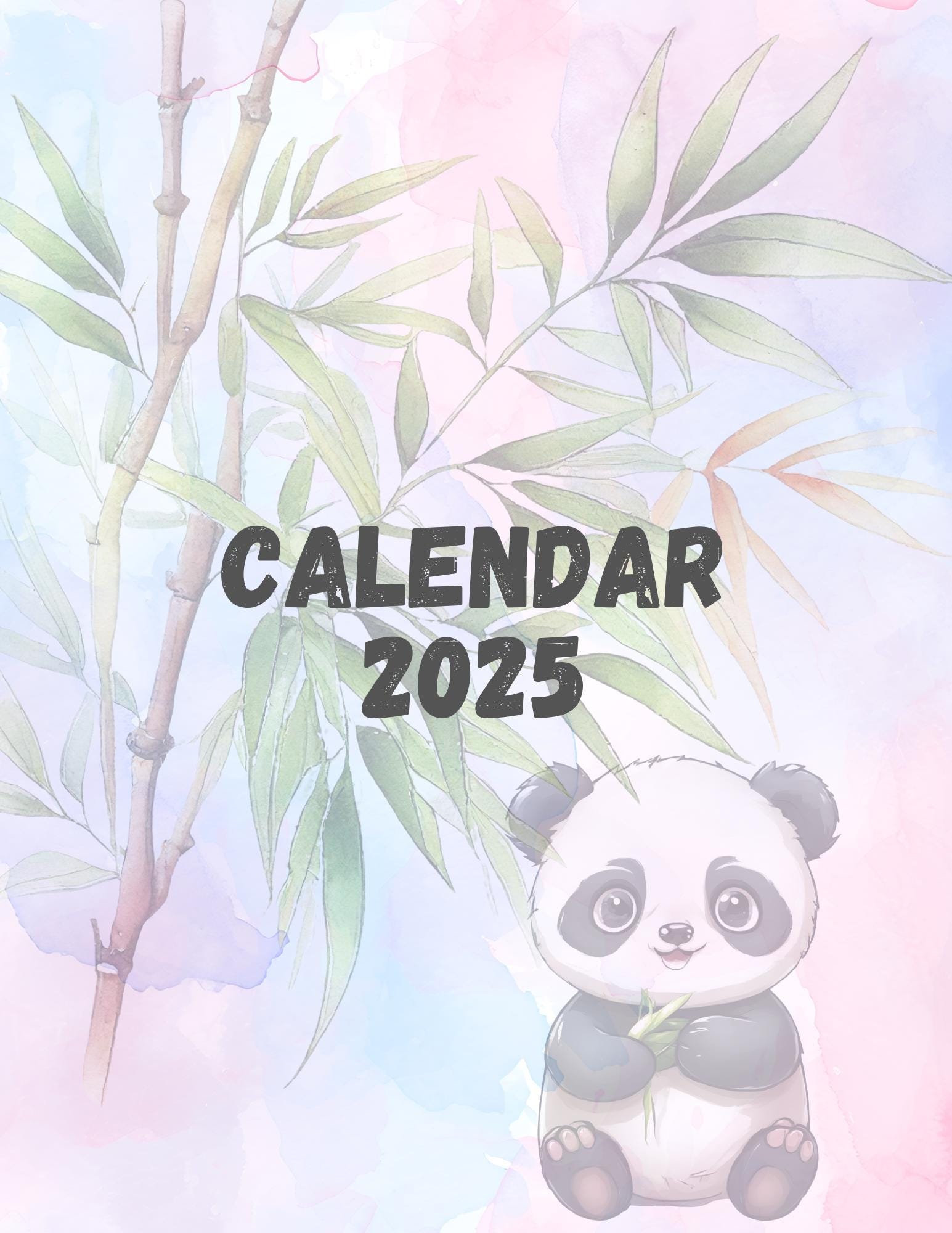 Digital Printable Panda Themed 2025 Desk Calendar - Etsy