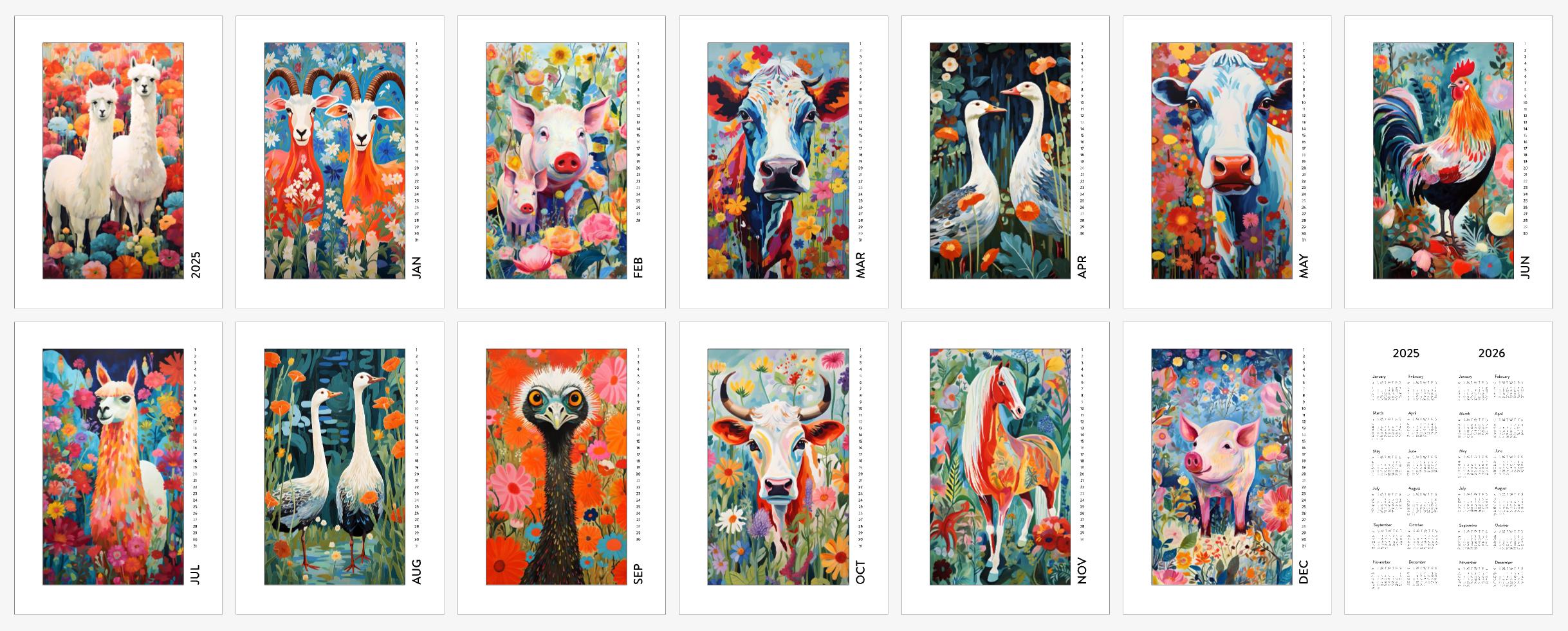 2025 FARM FRIENDS Wall Art Calendar - 1st Edition | Extra Large ...