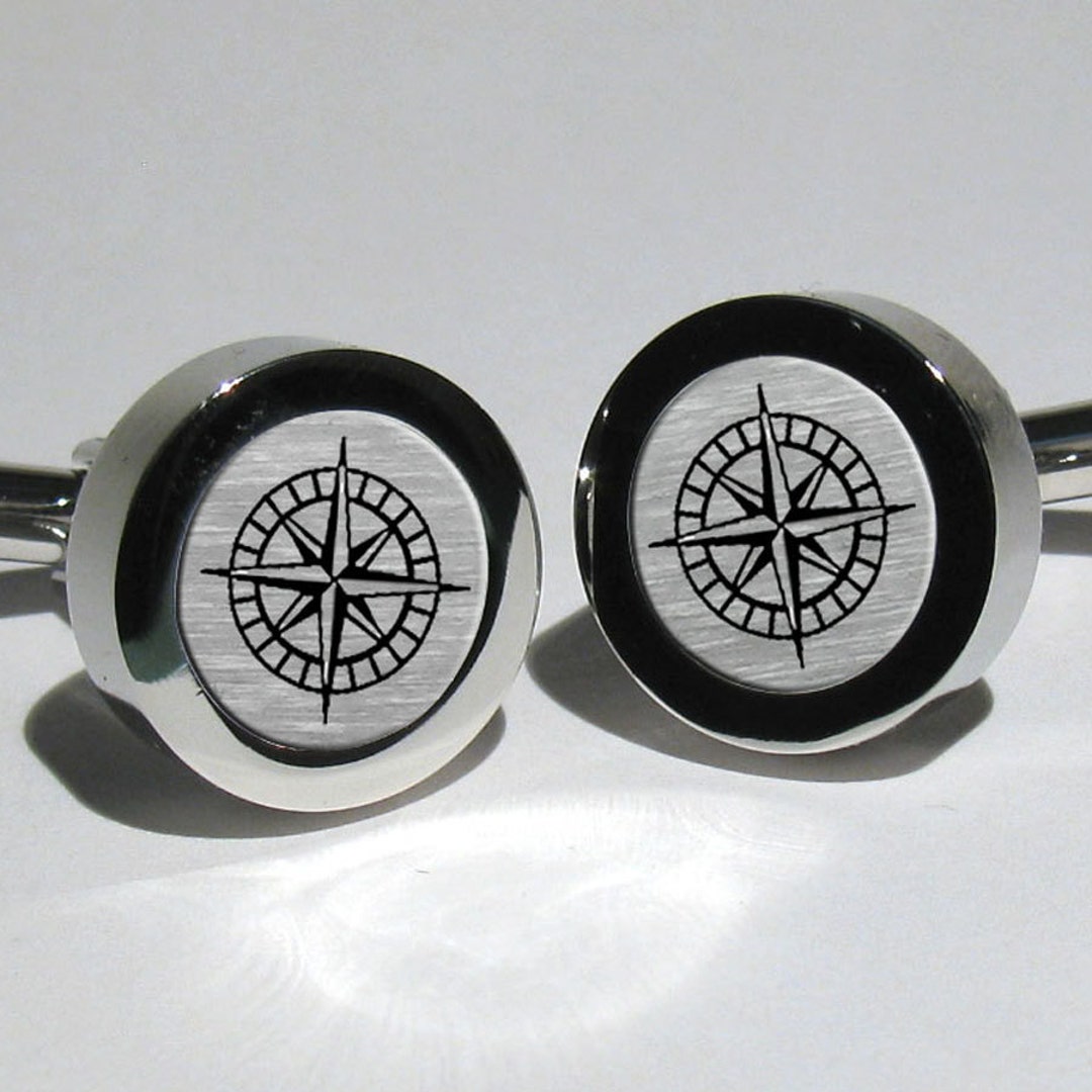 Compass Rose Cufflinks Steampunk Nautical Cufflinks Travelers Gift Mens ...
