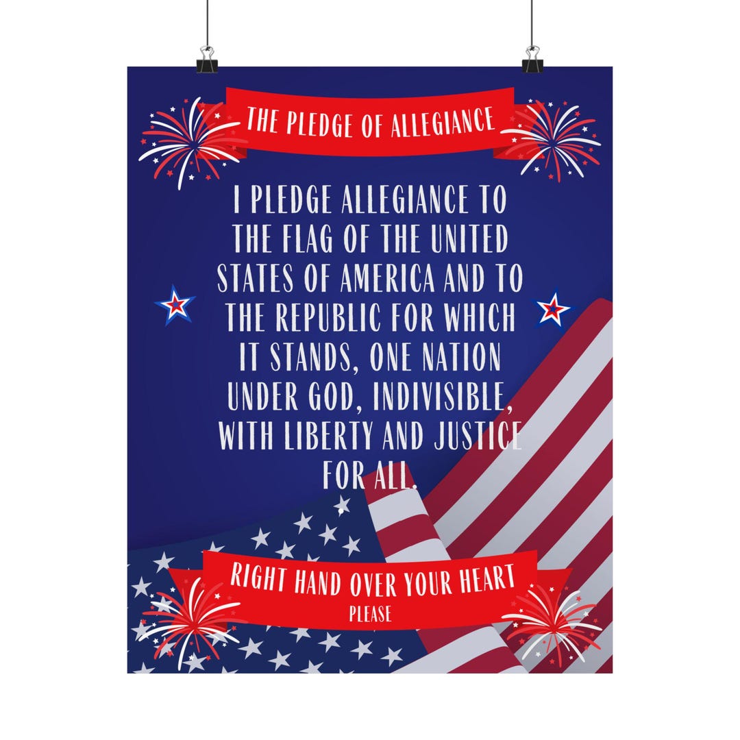 Patriotic Wall Art, USA Pledge of Allegiance Poster, 4th of July Decor ...