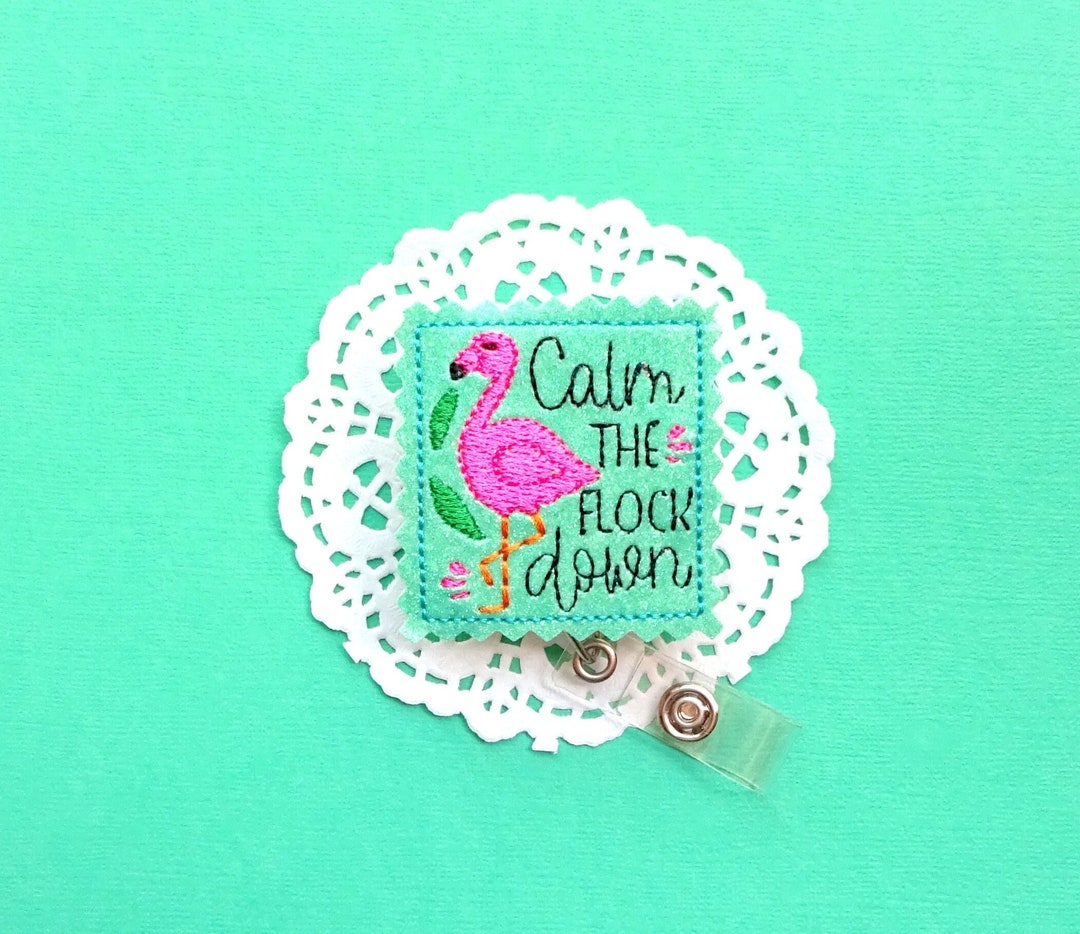 Flamingo Badge Reel, Inspirational Badge Reel, Flamingo ID Holder ...