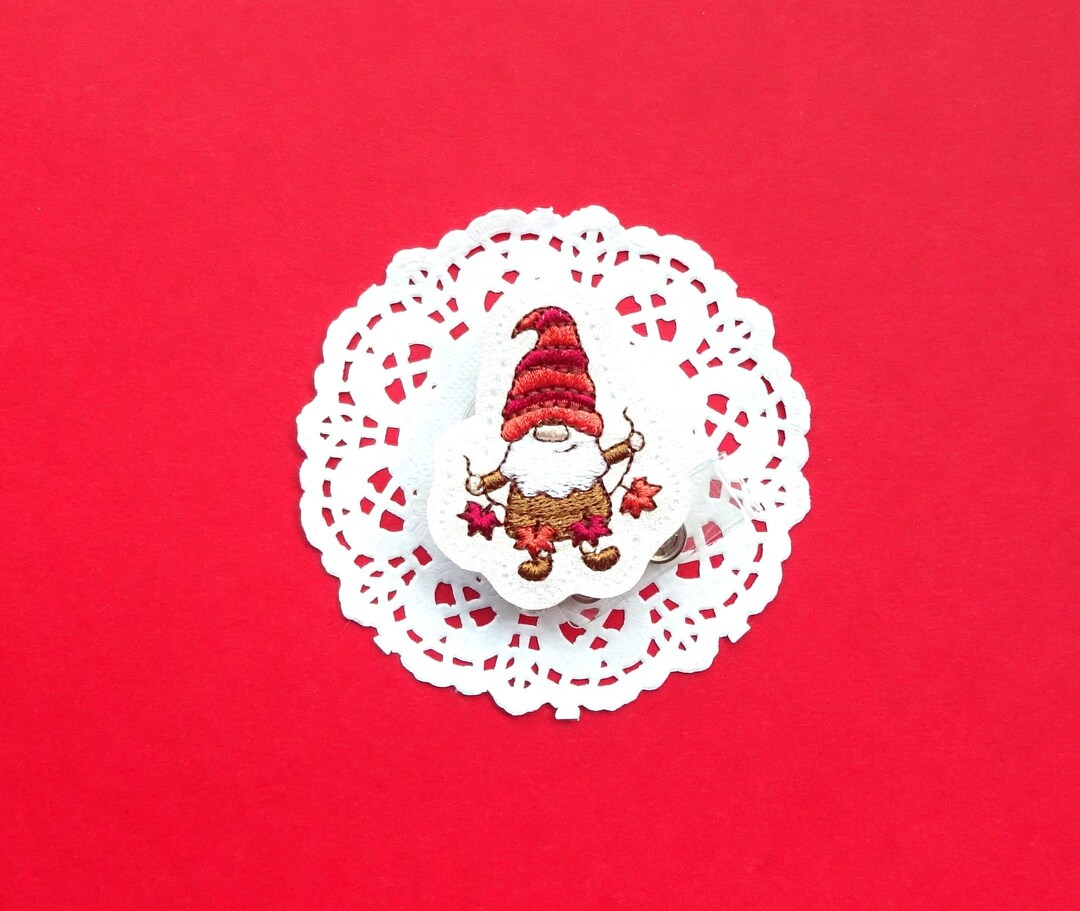 Fall Gnome Badge Reel, Glitter Leaf Badge Holder, Seasonal Nurse ID ...