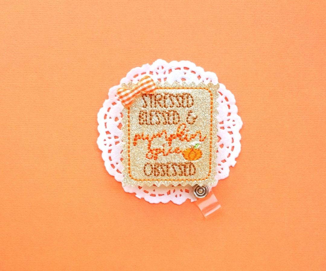 Fall Badge Reel,pumpkin Spice Badge,glitter ID Badge,fall Badge Holder ...