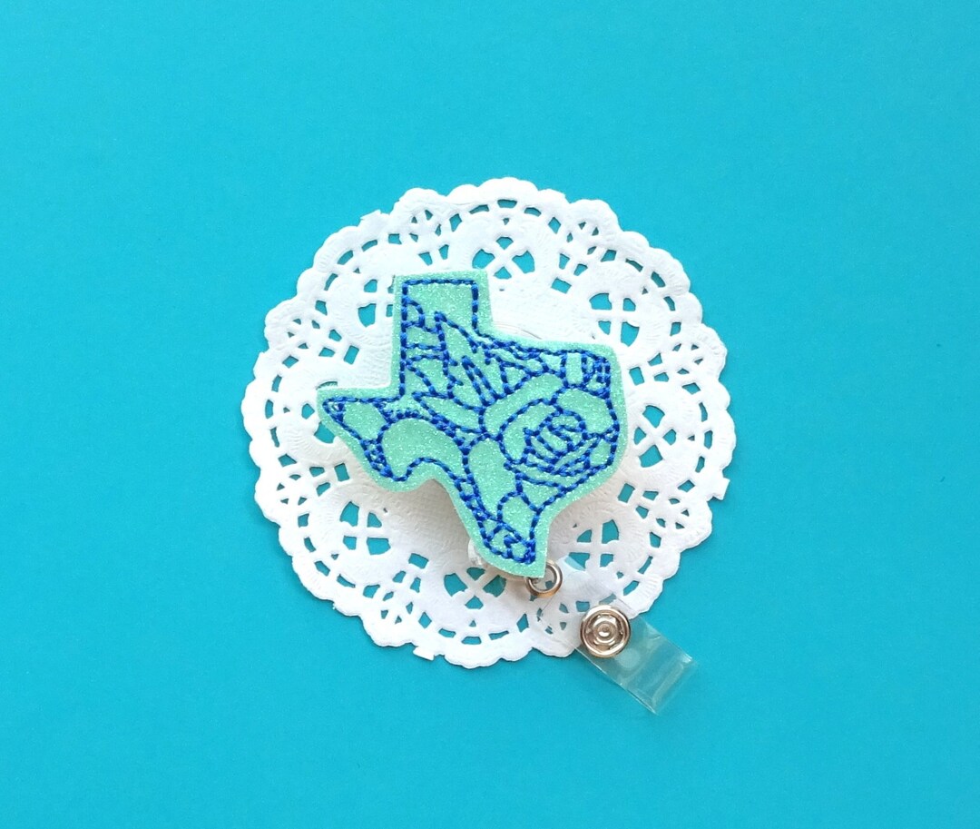 Texas Badge Reel, Bluebonnet ID Badge, Glitter Badge, ID Badge Holder ...