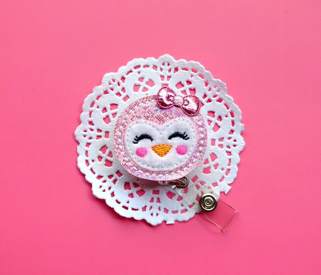 Penguin Badge Reel, Glitter Badge Reel, Penguin Badge, Badge Holder, ID ...