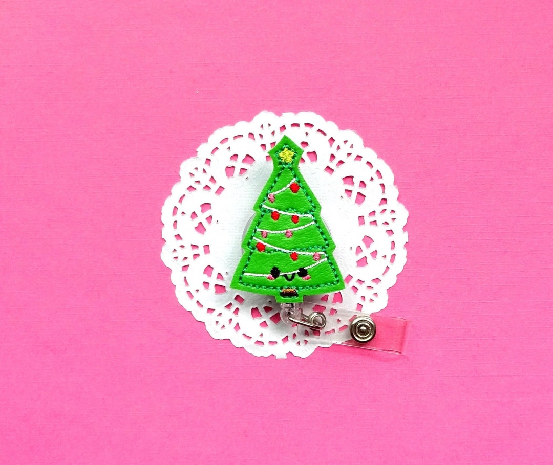 Christmas Tree Badge Reel ,vinyl Badge Holder, ID Badge, Christmas ...