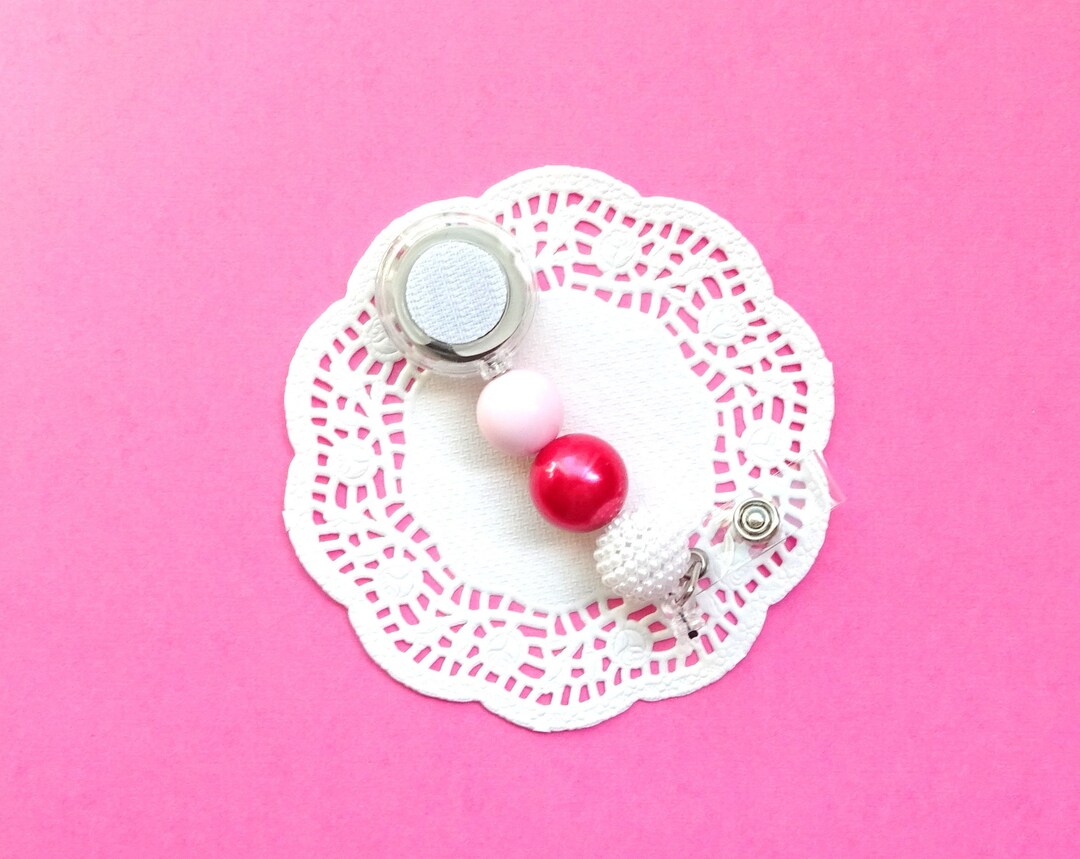 Valentine's Day Beaded Badge Reel, Interchangeable Badge Reel, Holiday ...