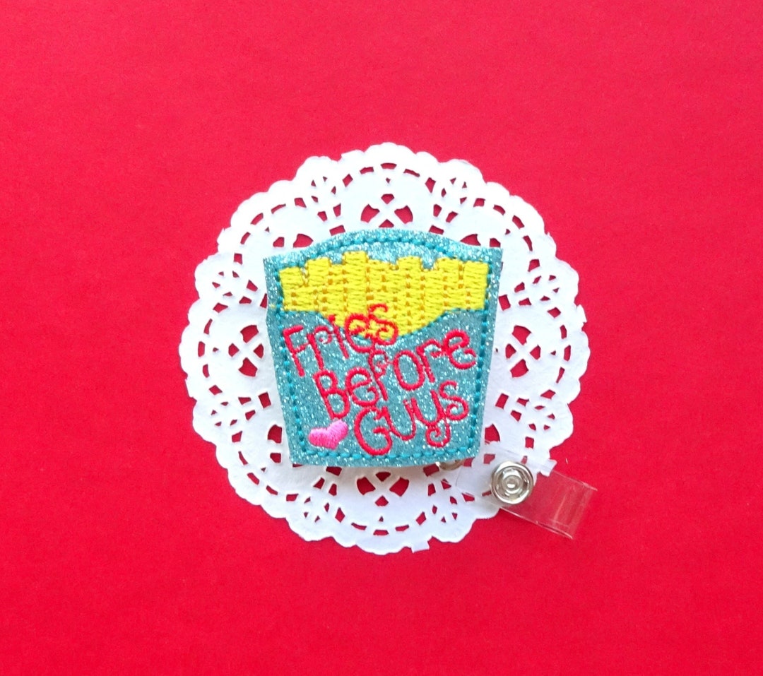 French Fry ID Badge, Glitter Badge Reel, French Fries ID Badge, Funny ...