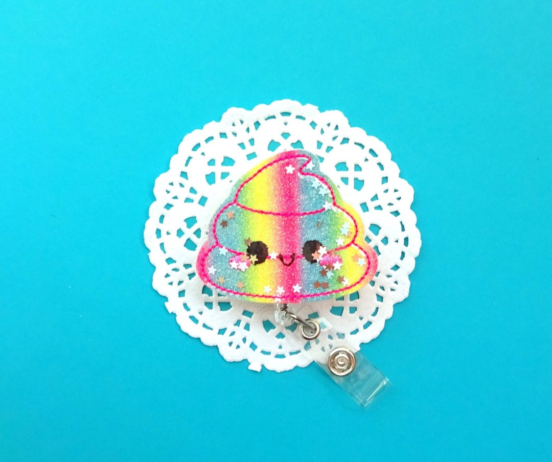 Rainbow Unicorn Poop Badge , Funny Badge Reel, Glitter Shaker Badge ...