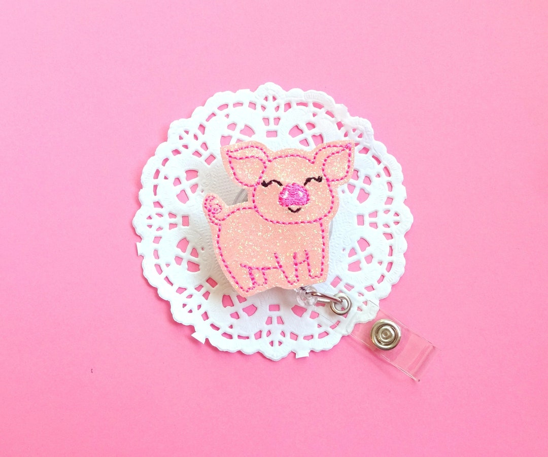 Pig Badge Reel,pig Badge Holder,glitter Badge Reel,nurse Badge Reel ...