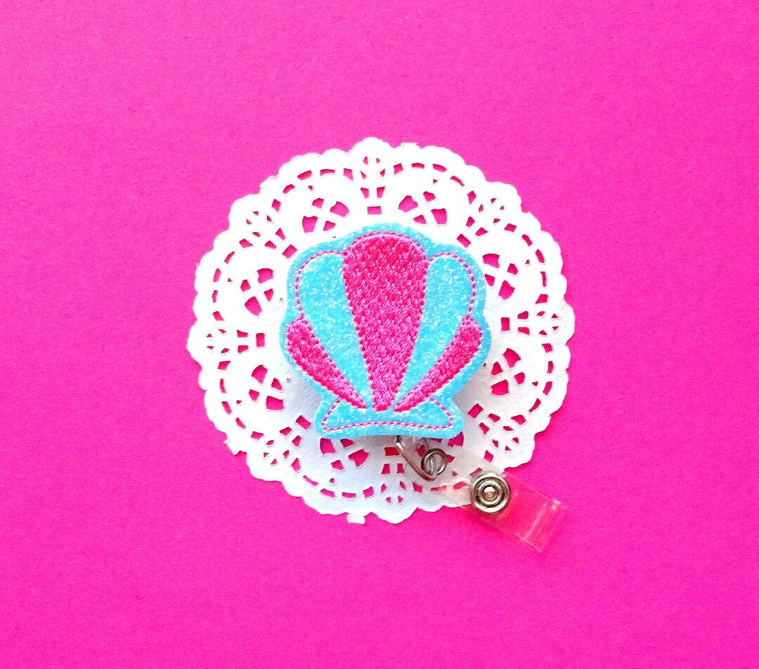Shell ID Badge Reel,glitter Badge Reel,beach ID Badge Holder,summer Id ...