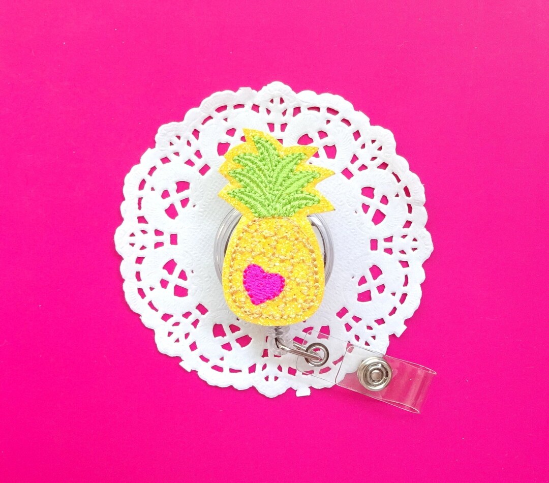Pineapple ID Badge, Glitter Badge Reel, Glitter Pineapple Badge, Fruit ...