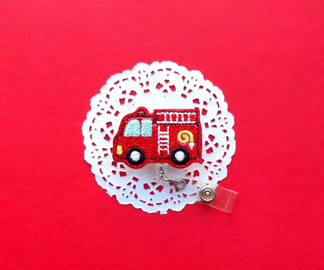 Fire Truck Badge Reel, Red Lives Matter Badge Reel, Thin Red Line Badge ...