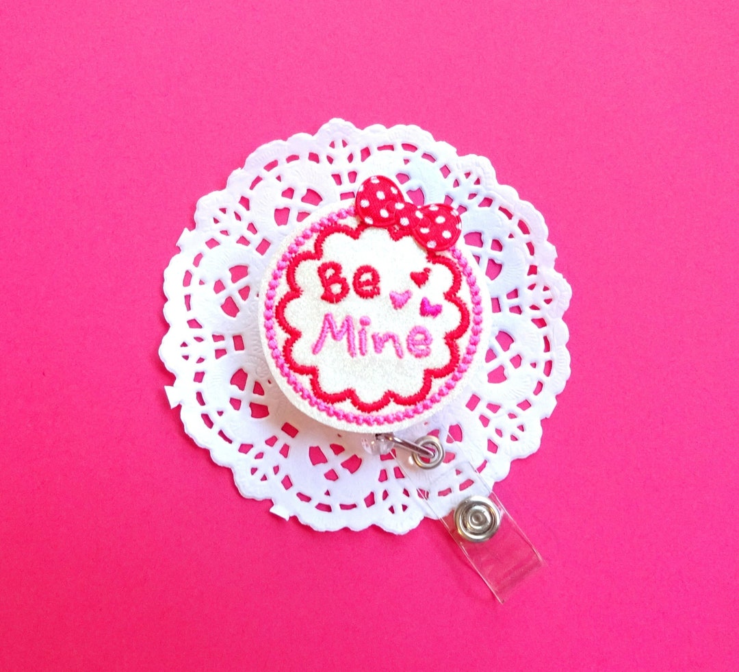 Valentine's Day Badge Reel, Glitter Badge Reel, Be Mine Badge Reel ...