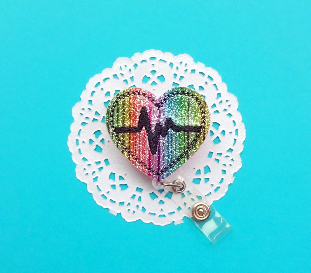 EKG Badge Reel,ekg Heart Id Holder, ID Badge Holder,medical,rainbow ...