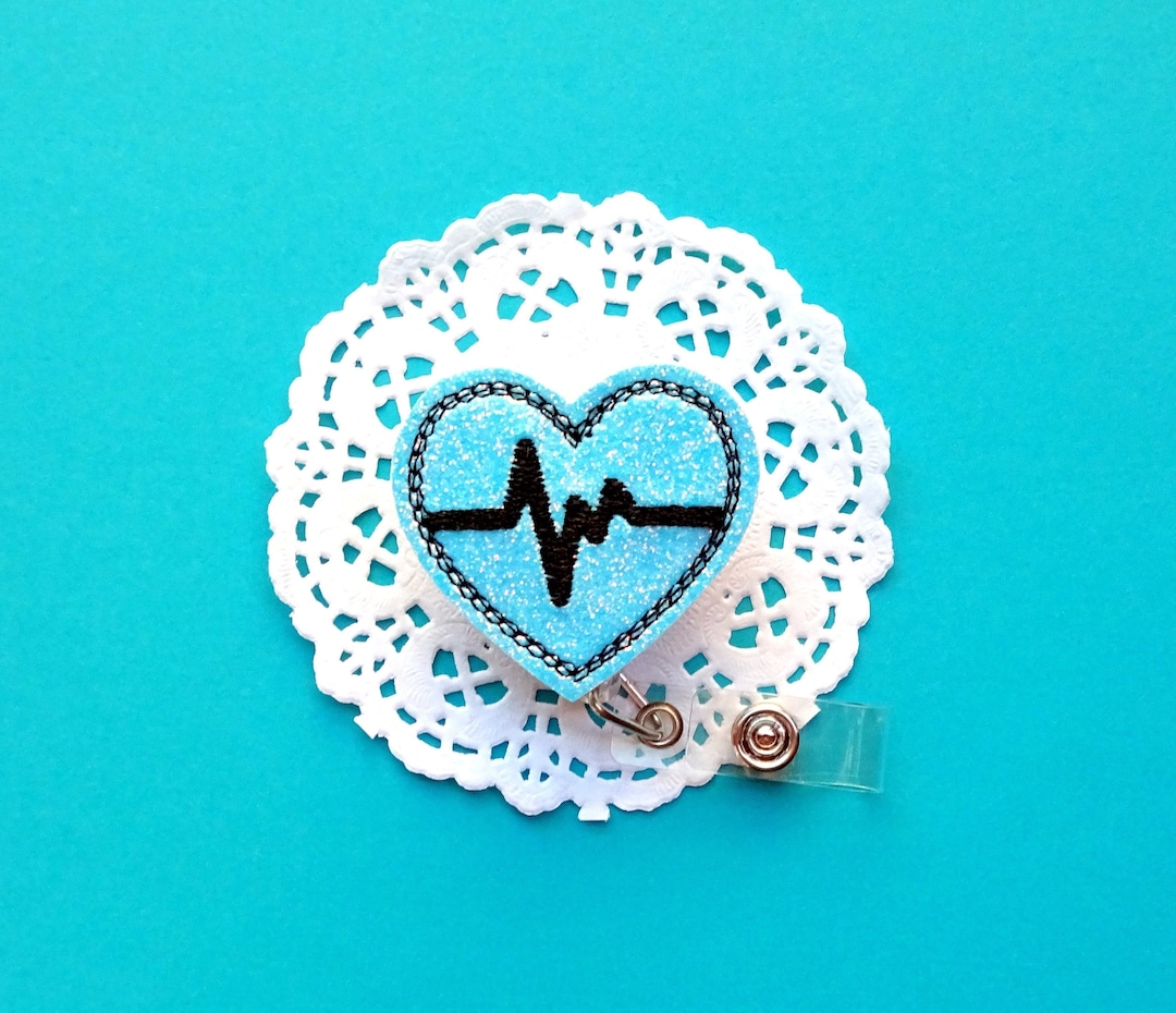EKG Badge Reel, EKG Heart Id Holder, ID Badge Holder, Nursing Badge ...