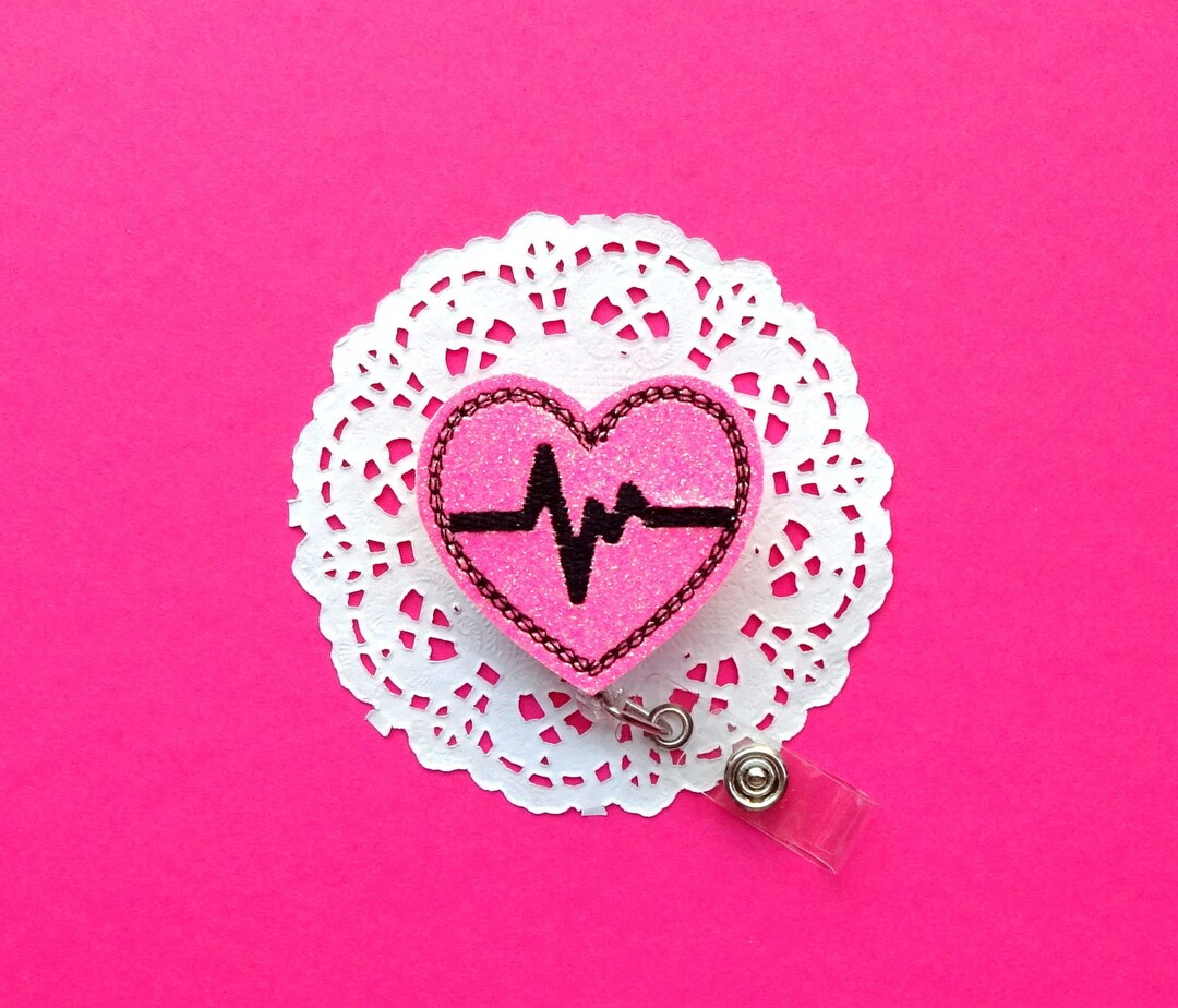EKG Badge Reel, EKG Heart Id Holder, ID Badge Holder,medical,glitter ...