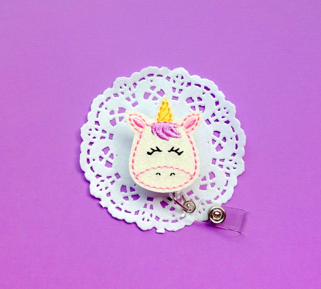 Unicorn Badge Reel, Unicorn ID Badge, Glitter Badge, ID Badge Holder ...