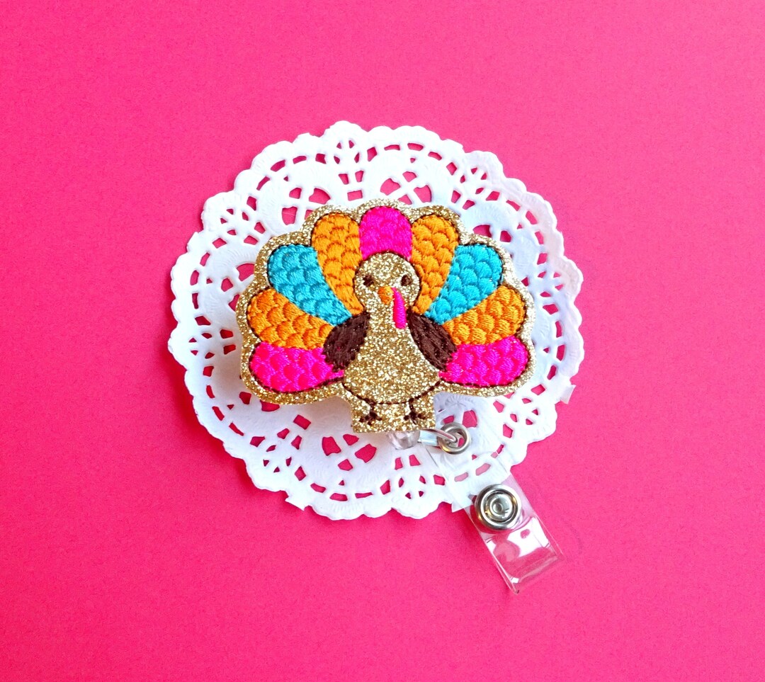 Turkey Badge Reel,glitter Badge Holder,fall Badge ID Holder, ID Badge ...