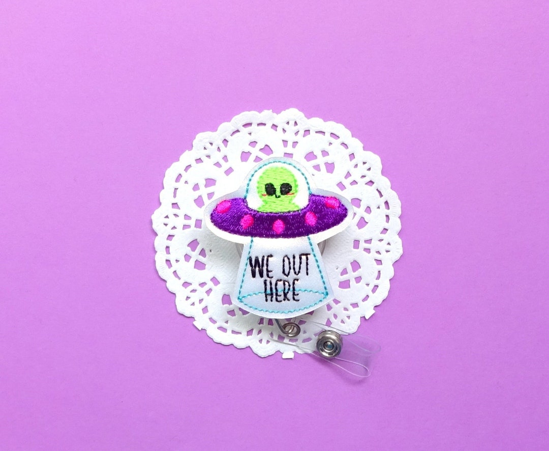 UFO Badge Reel, Alien Badge Reel, Halloween Badge Reel, Holographic ...
