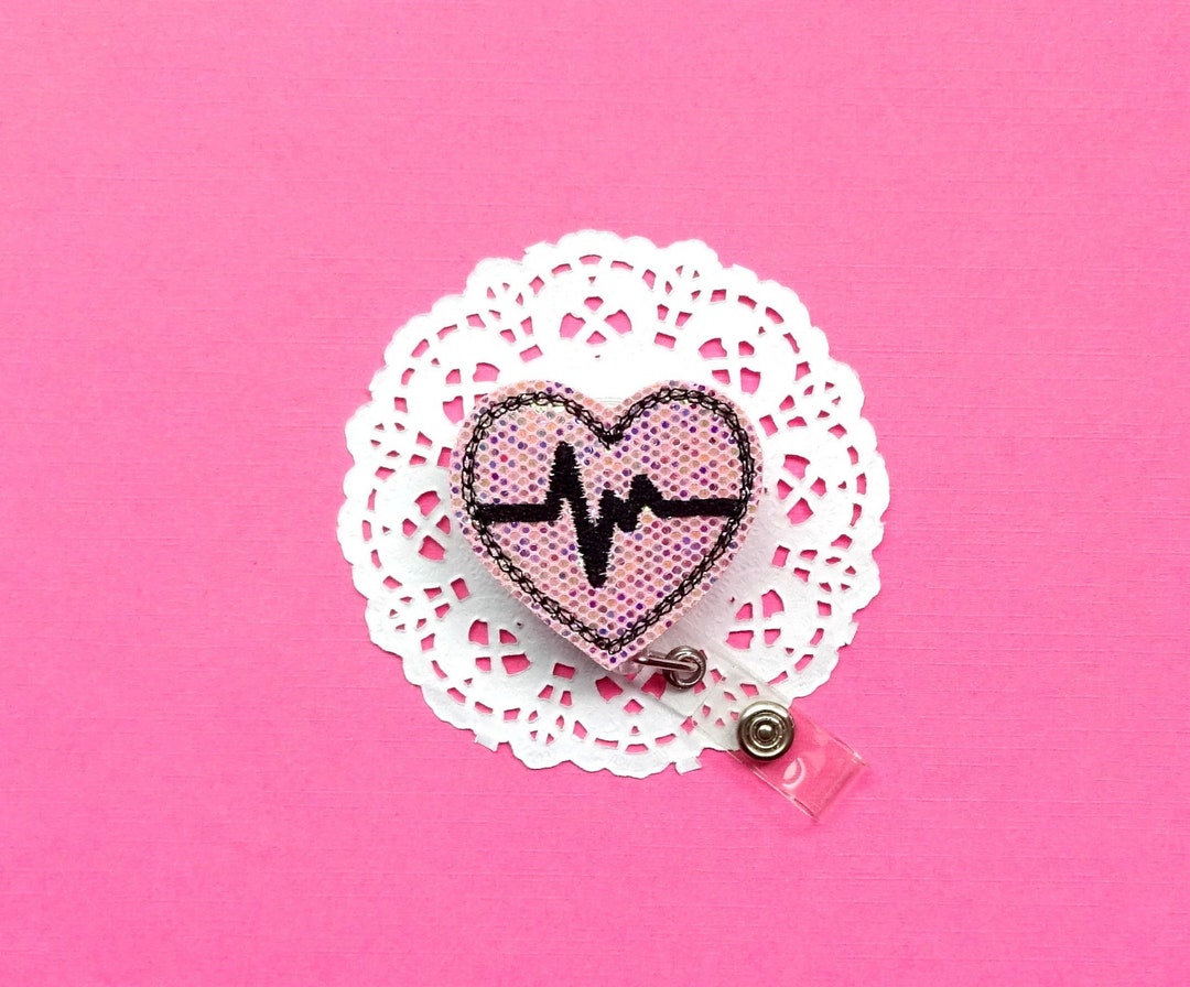 EKG Badge Reel, EKG Heart Id Holder, ID Badge Holder,medical,glitter ...