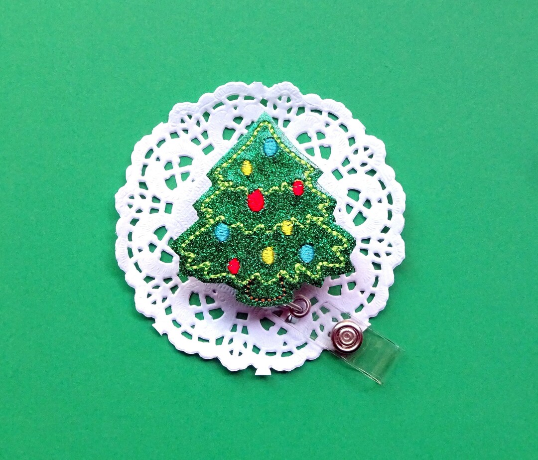 Christmas Tree Badge Reel,glitter Badge Holder,christmas ID Holder, ID ...