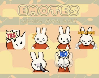 Miffy White and Pink Rabbit Bunny 5 Emotes for Twitch, Youtube ...