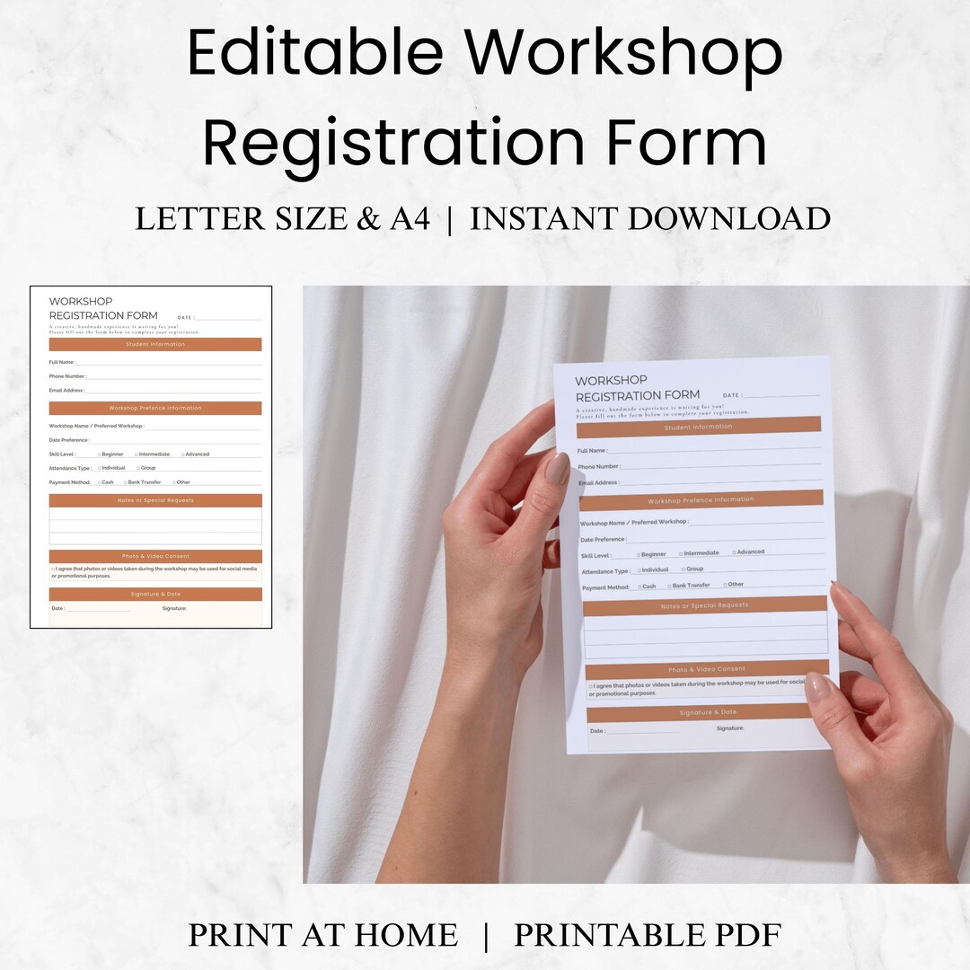 Editable Workshop Registration Form | Printable Sign-up Sheet (PDF) - Etsy
