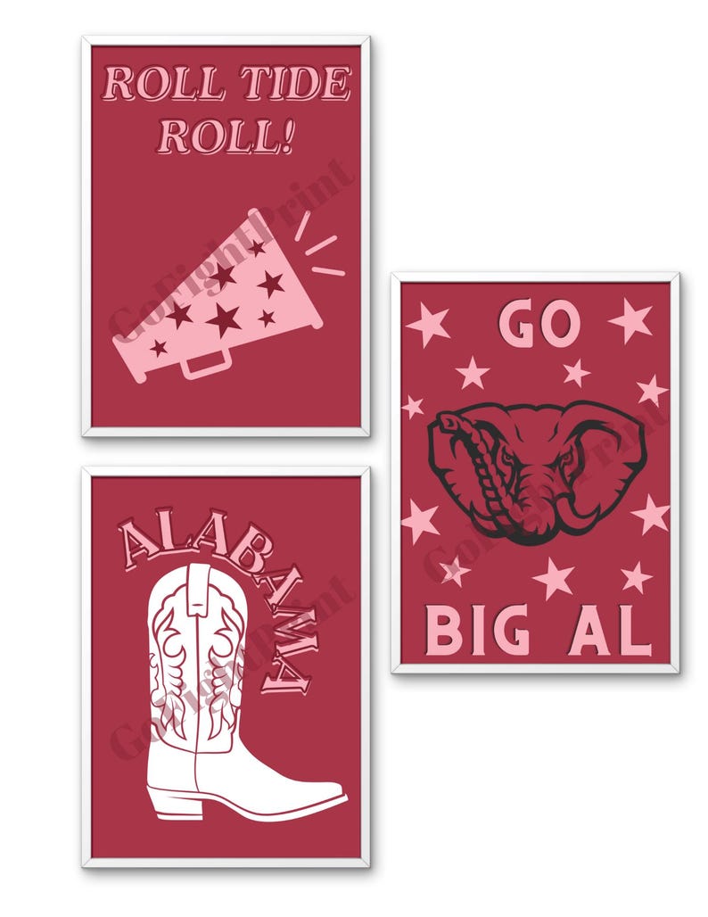 Alabama College Wall Art Digital Download Prints- Trendy and Aesthetic ...